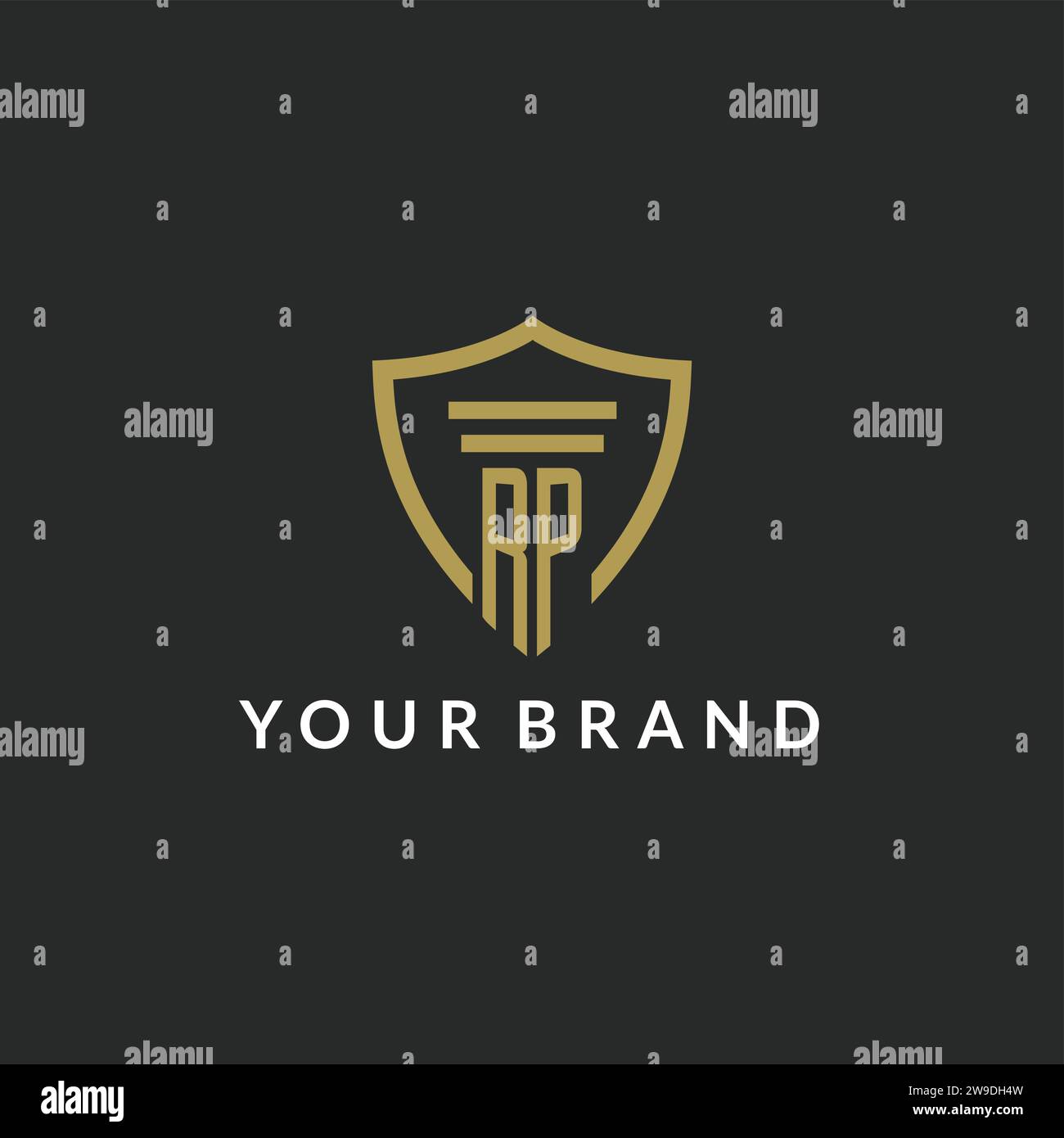 RP initial monogram logo with pillar and shield style design ideas ...