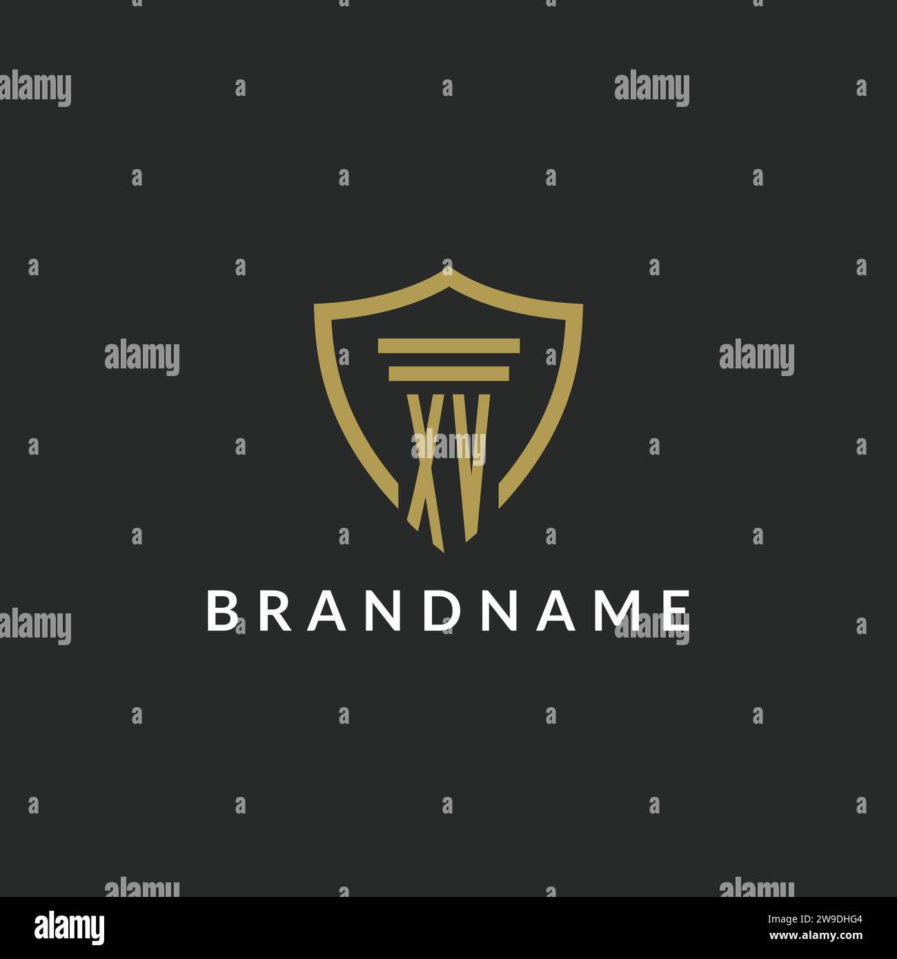 XV initial monogram logo with pillar and shield style design ideas ...