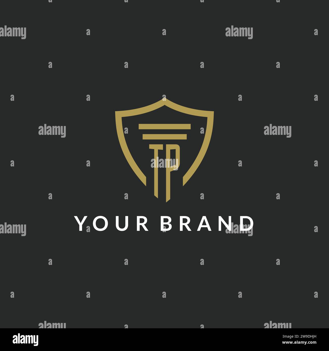 TP initial monogram logo with pillar and shield style design ideas ...