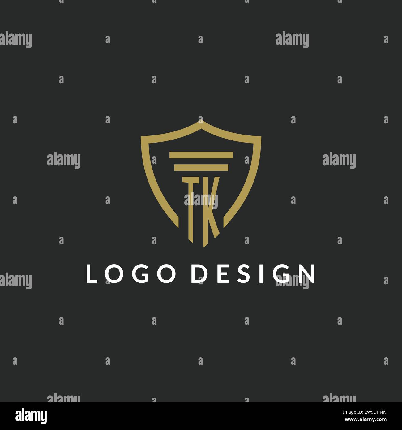 TK initial monogram logo with pillar and shield style design ideas ...