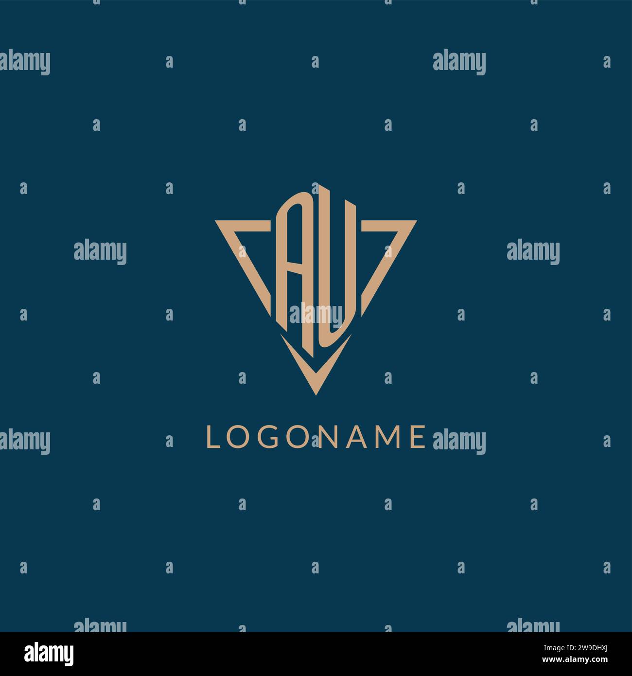 AU logo initials triangle shape style, creative logo design vector ...