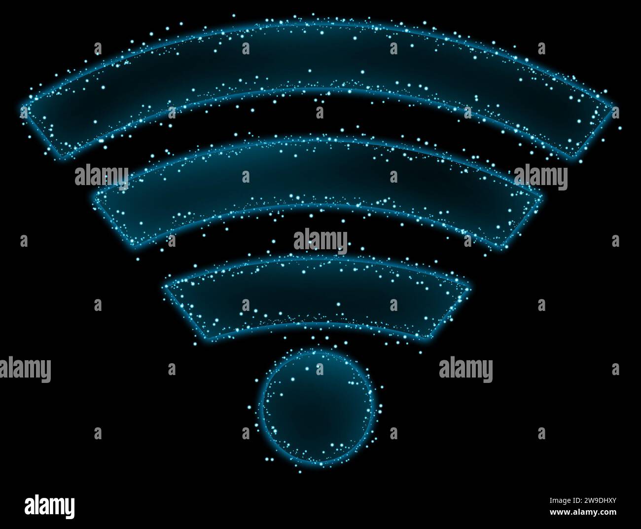 wifi icon with blue glow light and sparkle particle blue Stock Photo ...