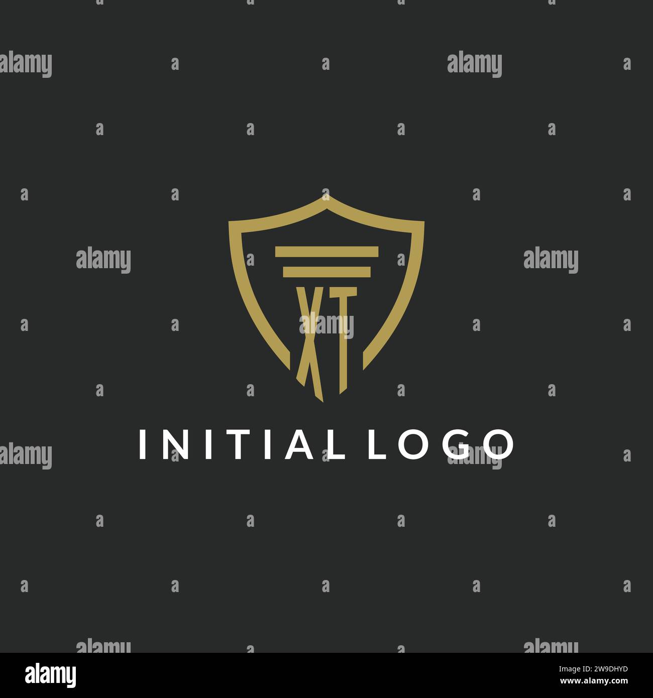 XT initial monogram logo with pillar and shield style design ideas ...