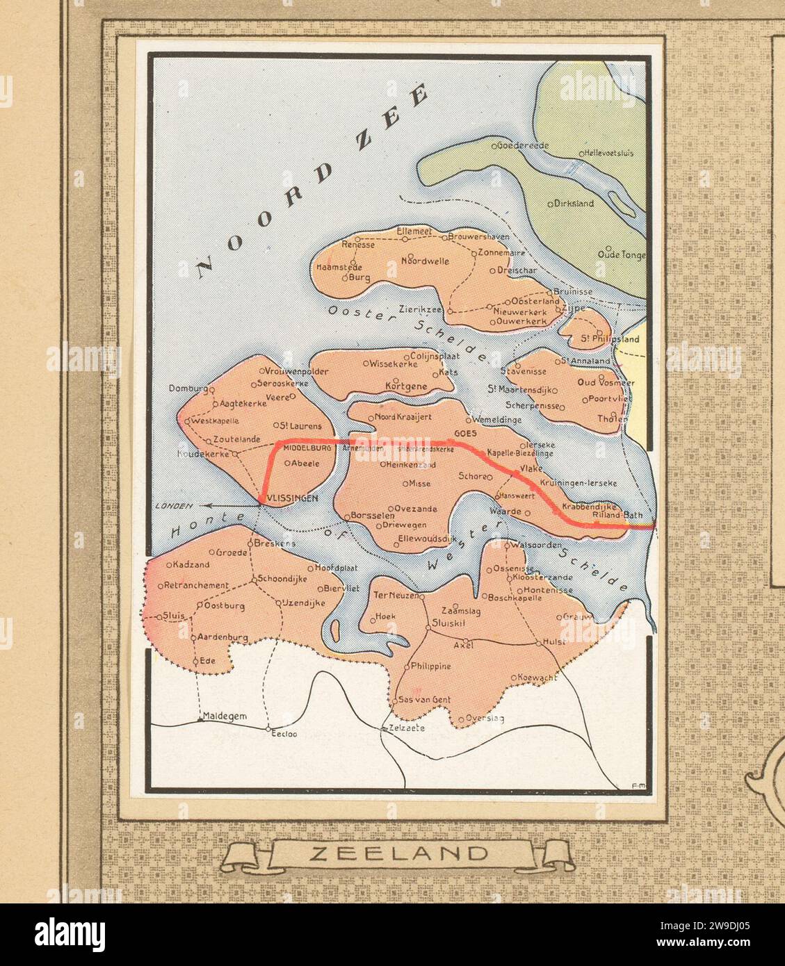 Railways map of Zeeland, Anonymous, 1915 photomechanical print This ...