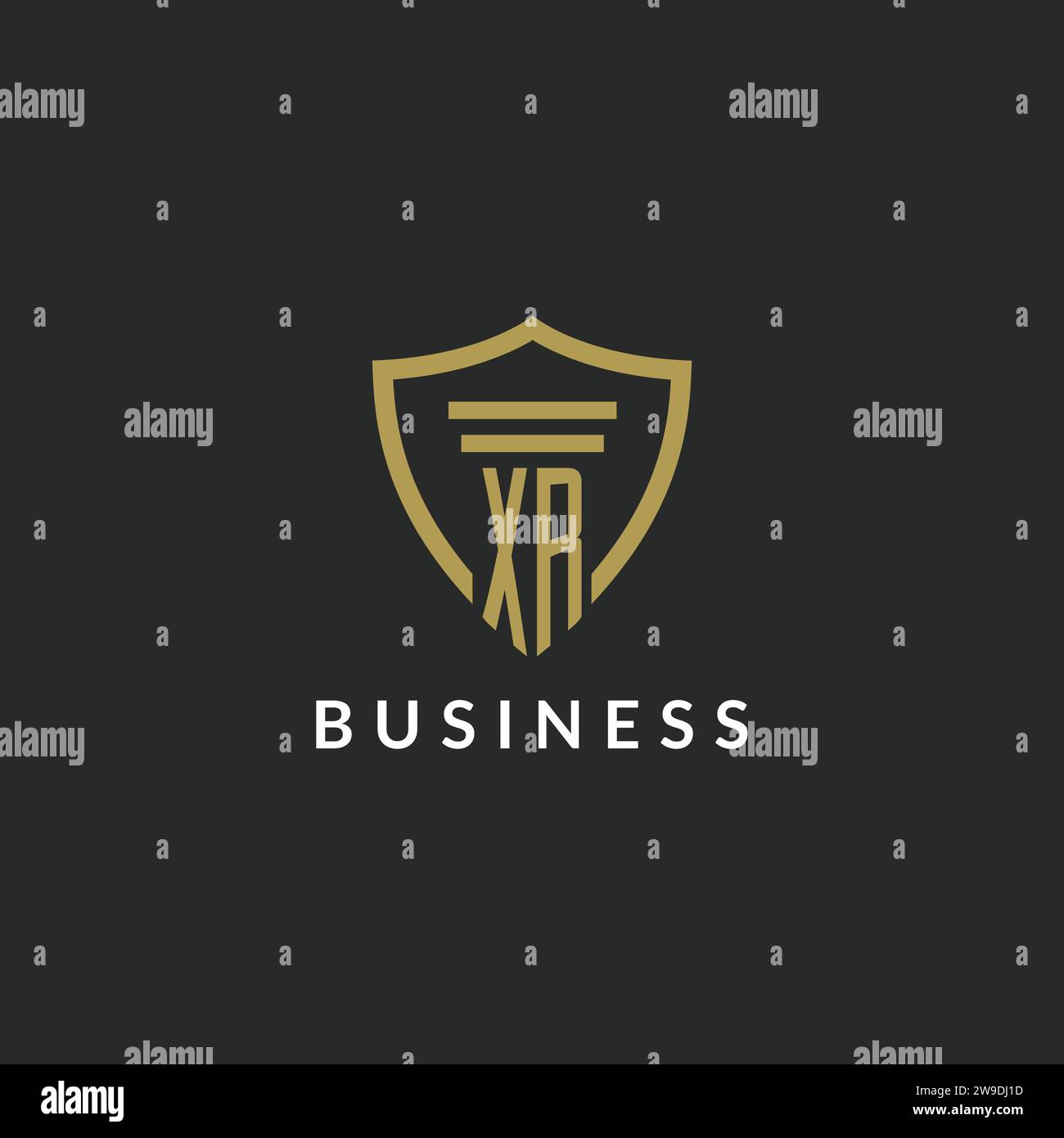 XR initial monogram logo with pillar and shield style design ideas ...