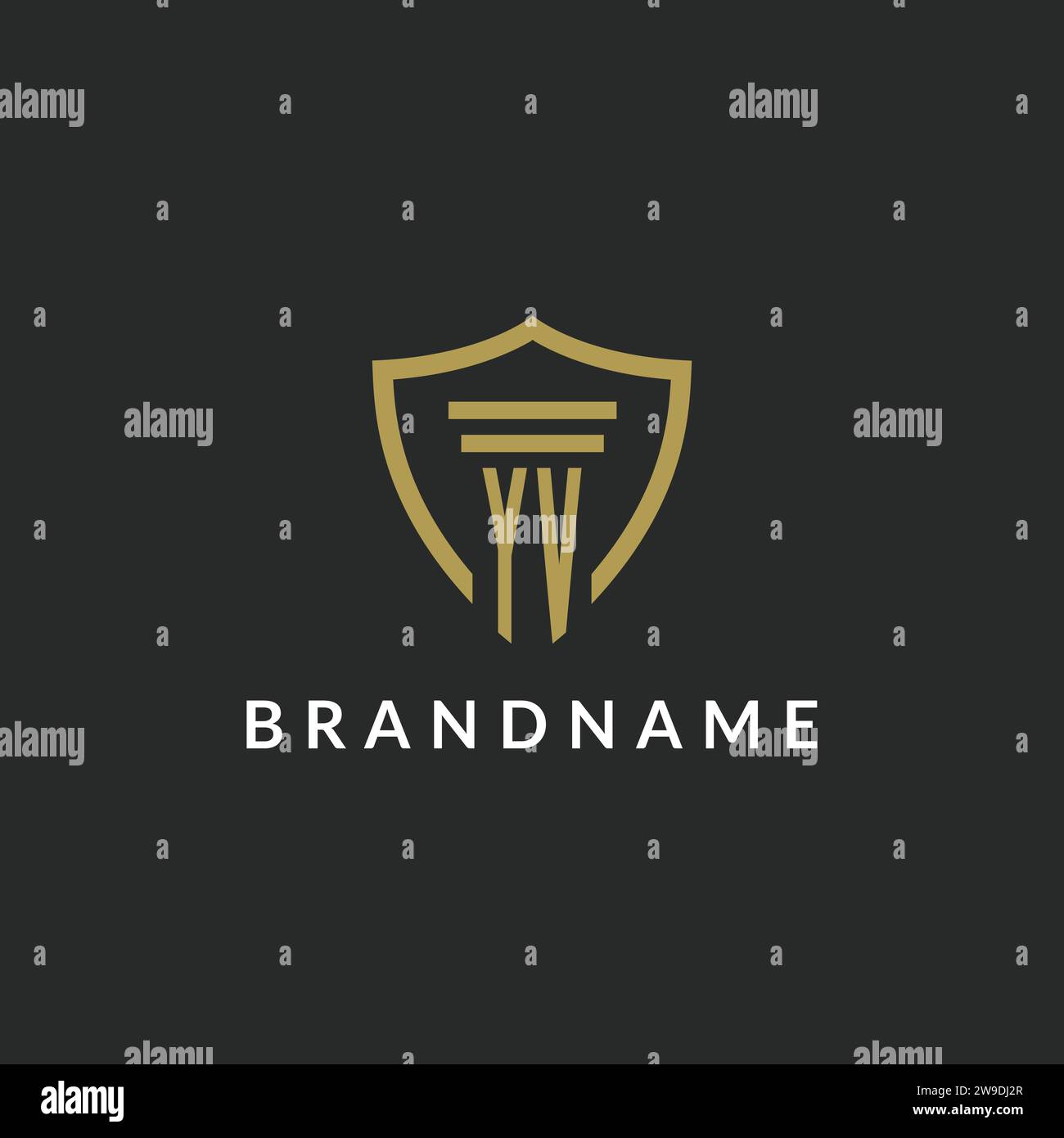 YV initial monogram logo with pillar and shield style design ideas ...