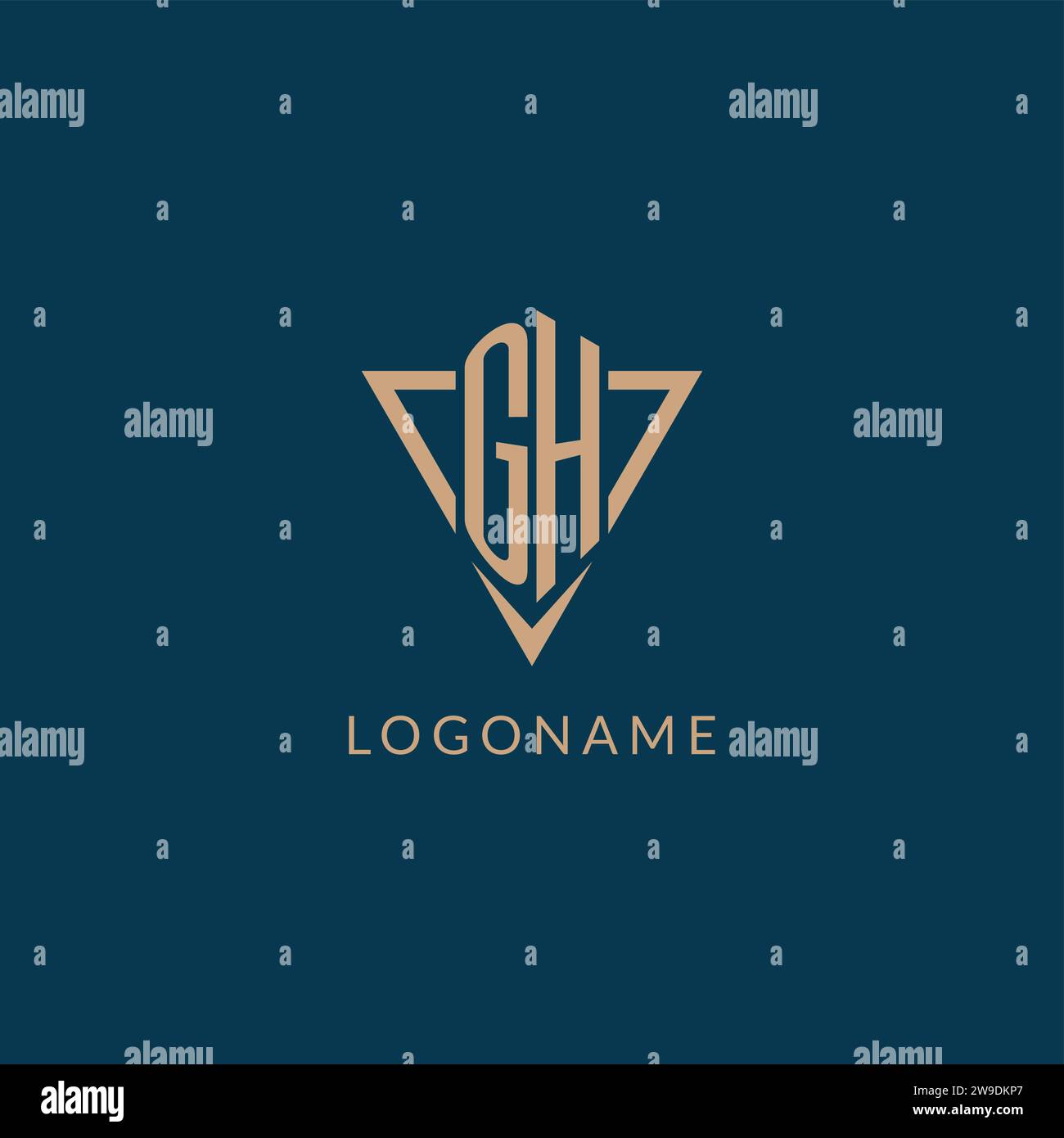 GH logo initials triangle shape style, creative logo design vector ...