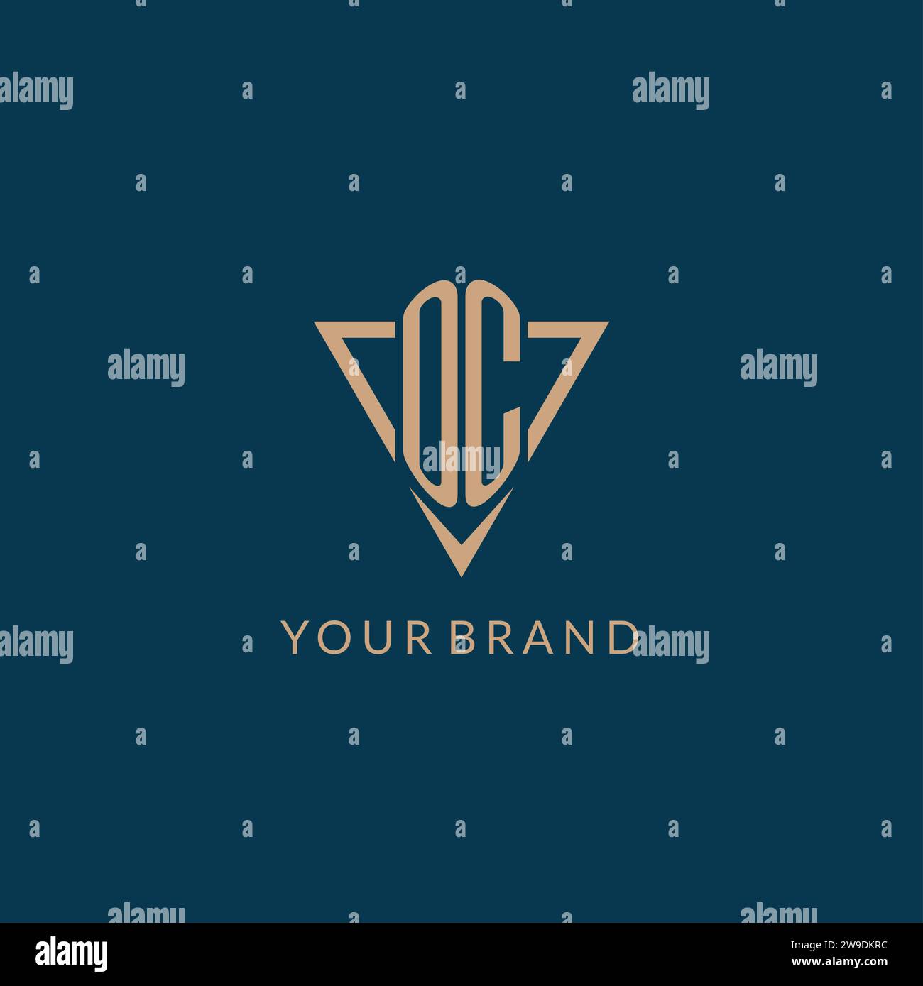 OC logo initials triangle shape style, creative logo design vector ...