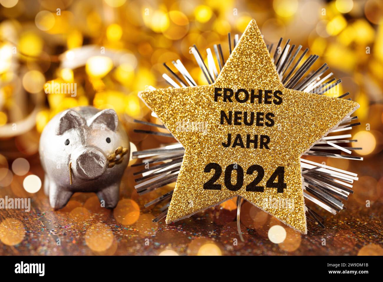 December 27, 2023: New Year s greeting Happy New Year 2024 on a golden ...