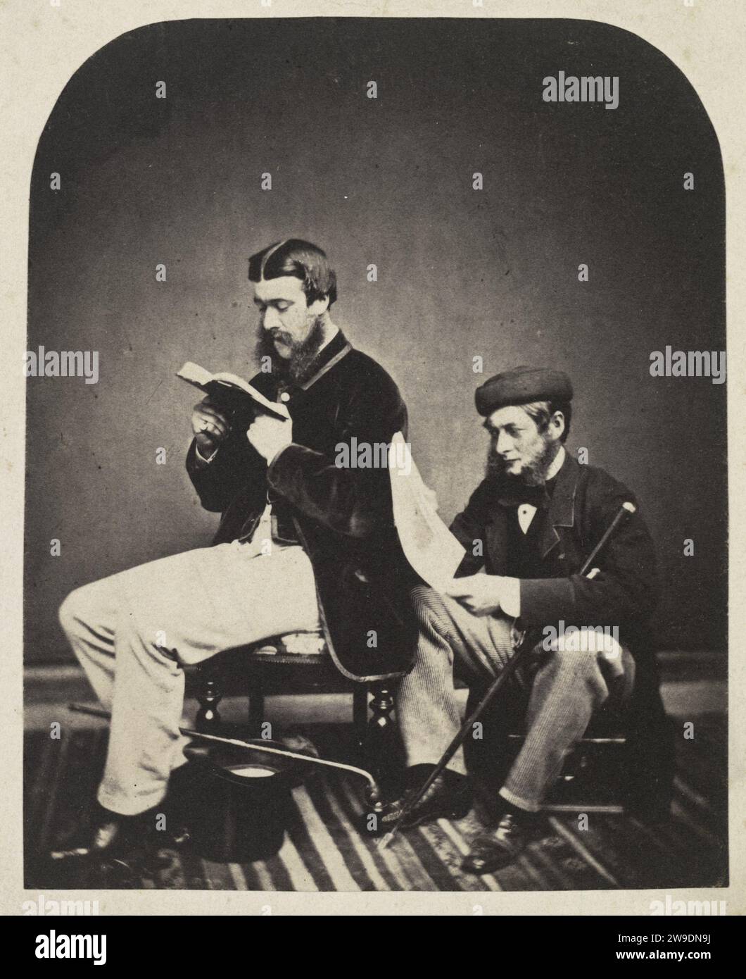 Portrait of two unknown reading men, Anonymous, 1840 - 1860 photograph ...