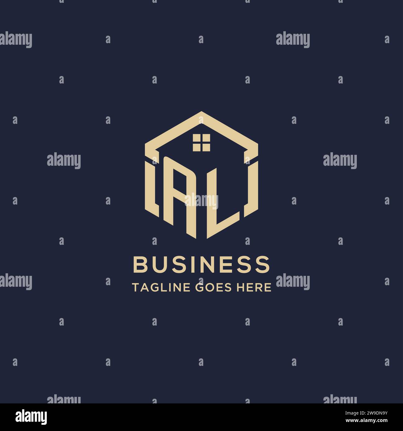 Initials AL logo with abstract home roof hexagon shape, simple and modern real estate logo ...
