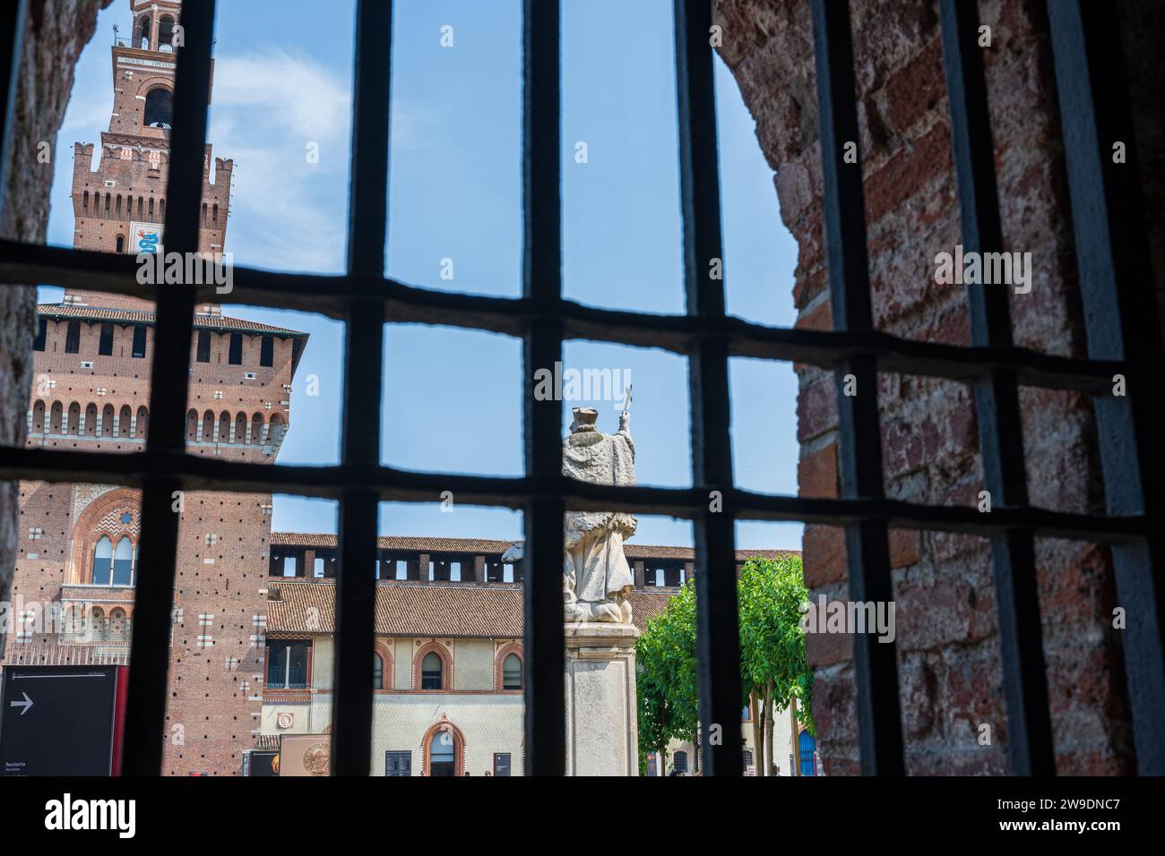 The gate and statue of Sforzesco Castle in Milan Stock Photo - Alamy