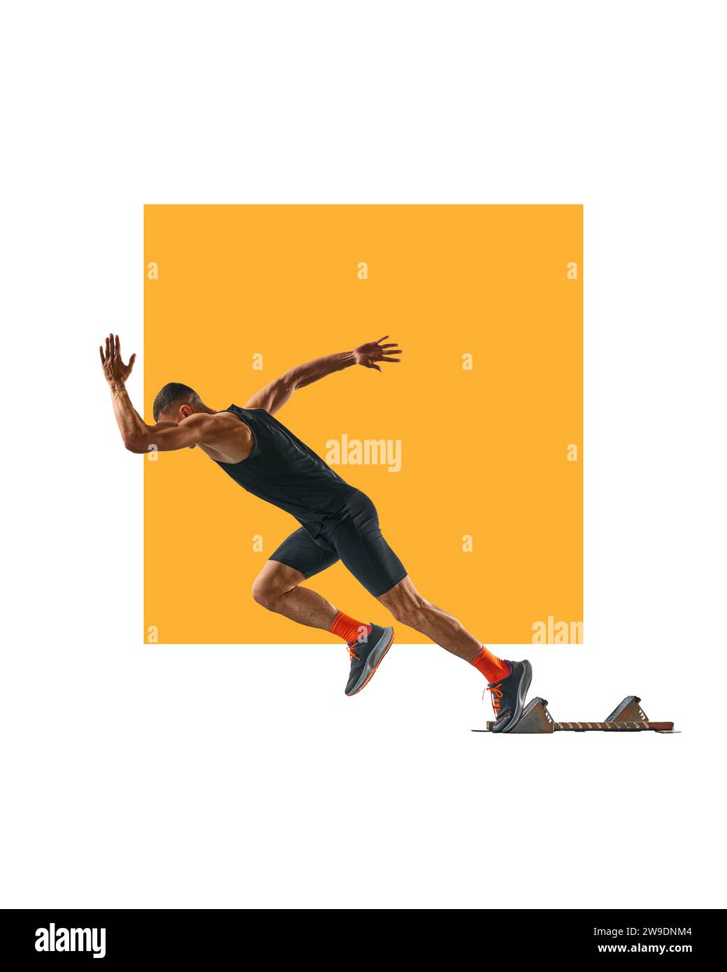 Poster. Side view full length portrait of young sportsman, professional ...