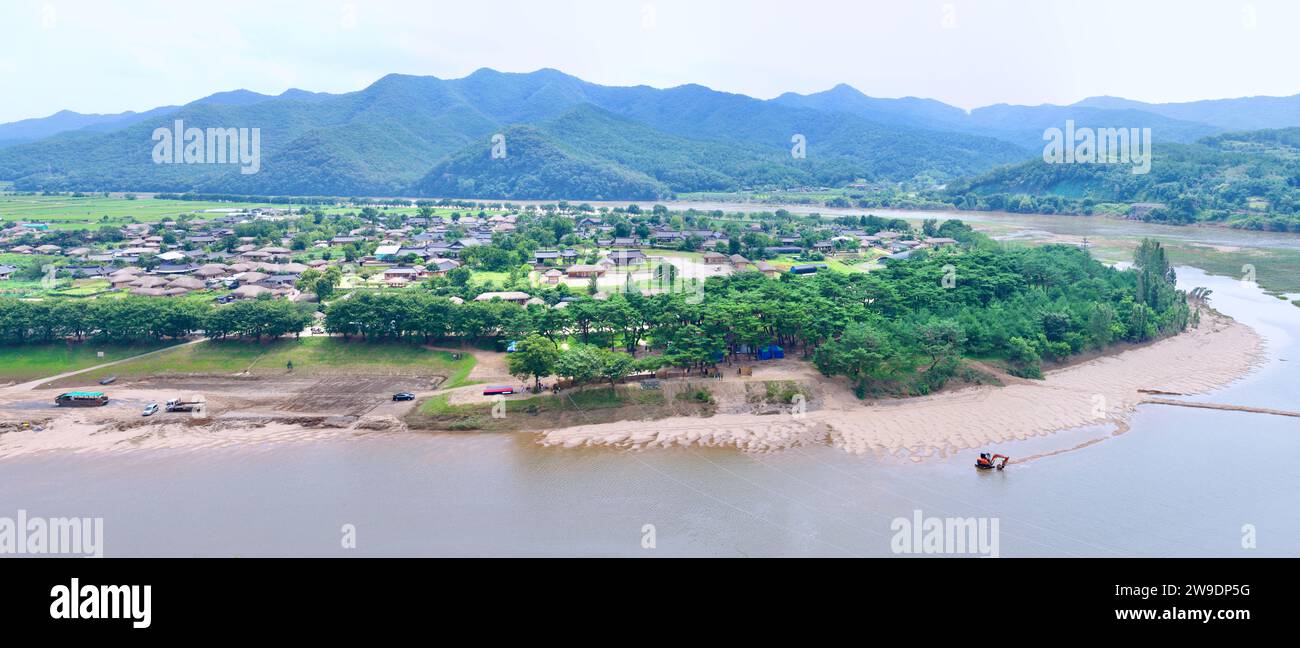 Andong City, South Korea - August 1st, 2021: A sweeping wide-angle ...