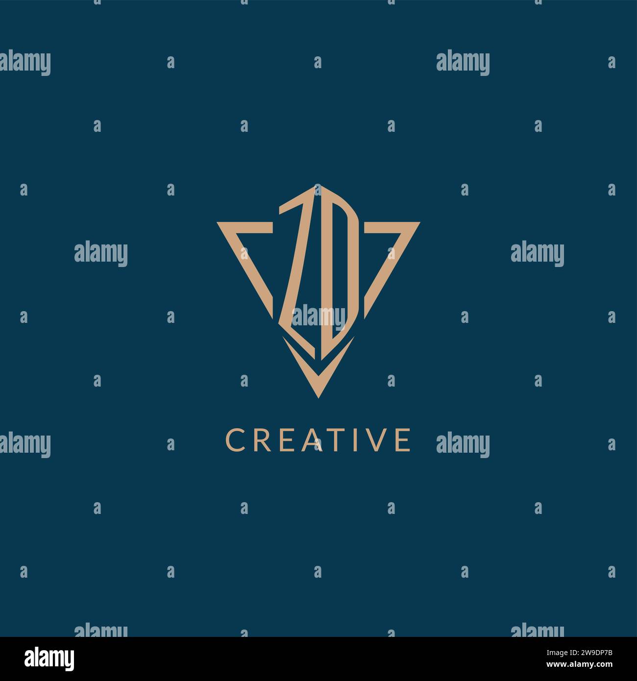 ZD logo initials triangle shape style, creative logo design vector ...