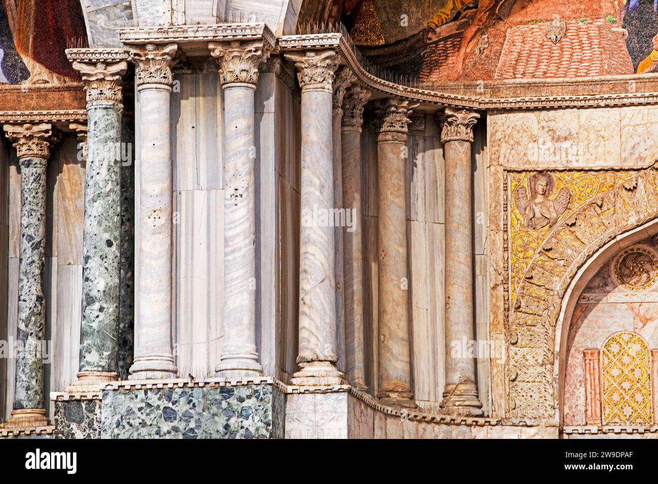 Columns of different sizes with orders in the cathedral in Venice Stock ...