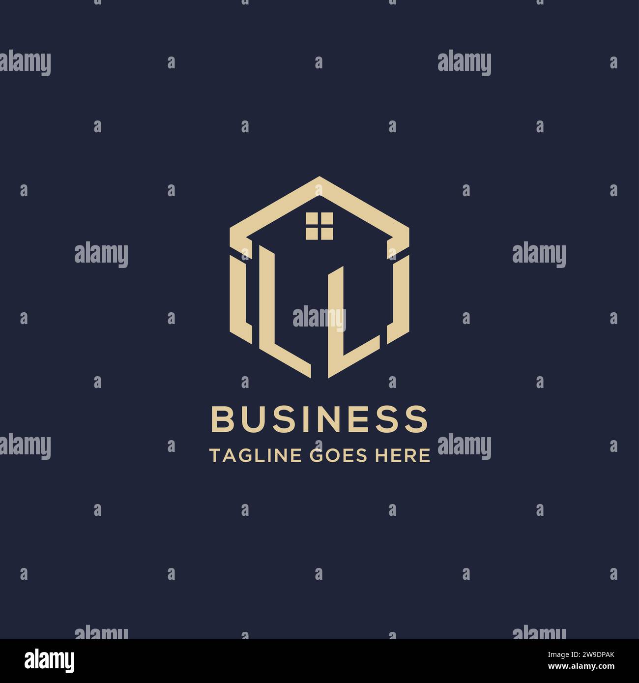 Initials LL logo with abstract home roof hexagon shape, simple and ...