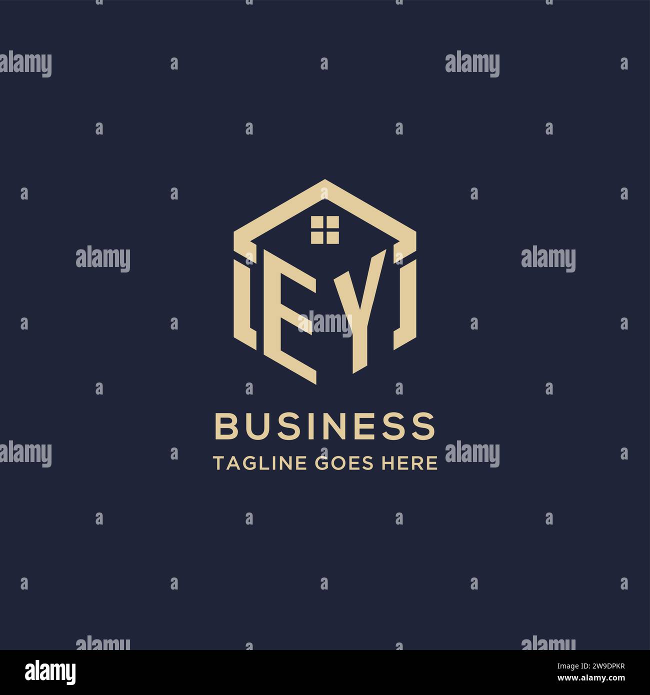 Initials EY logo with abstract home roof hexagon shape, simple and ...