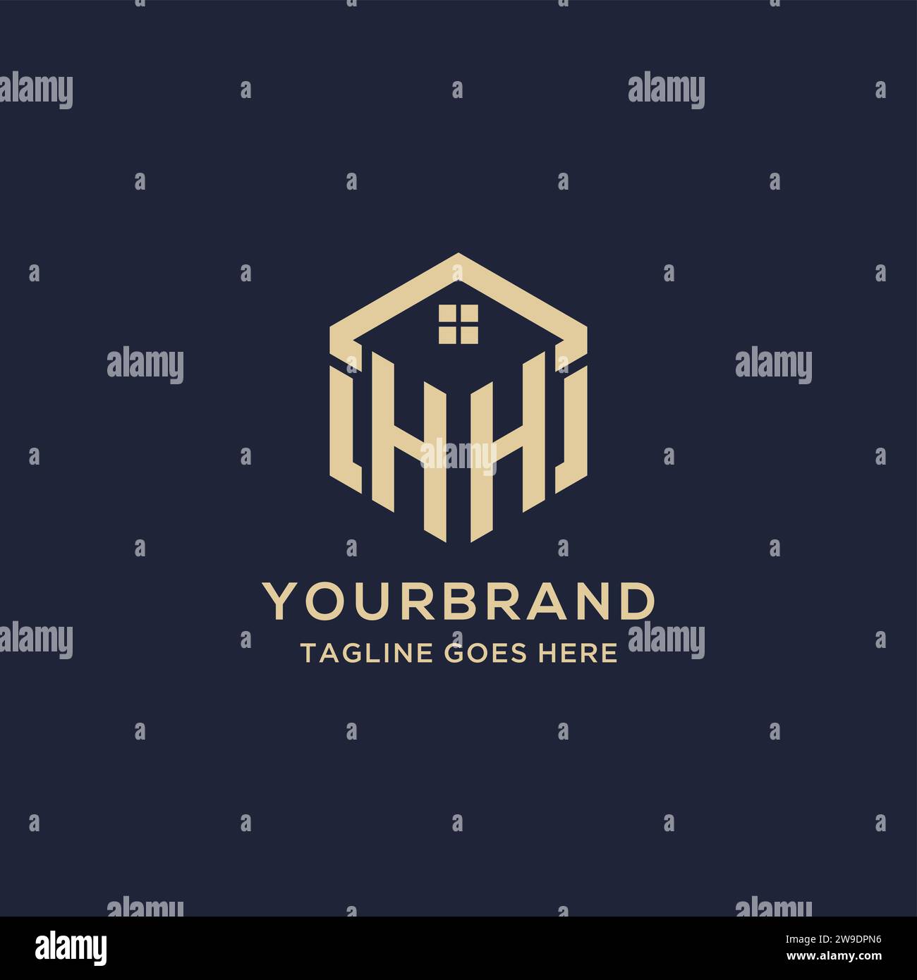 Initials HH logo with abstract home roof hexagon shape, simple and modern real estate logo ...