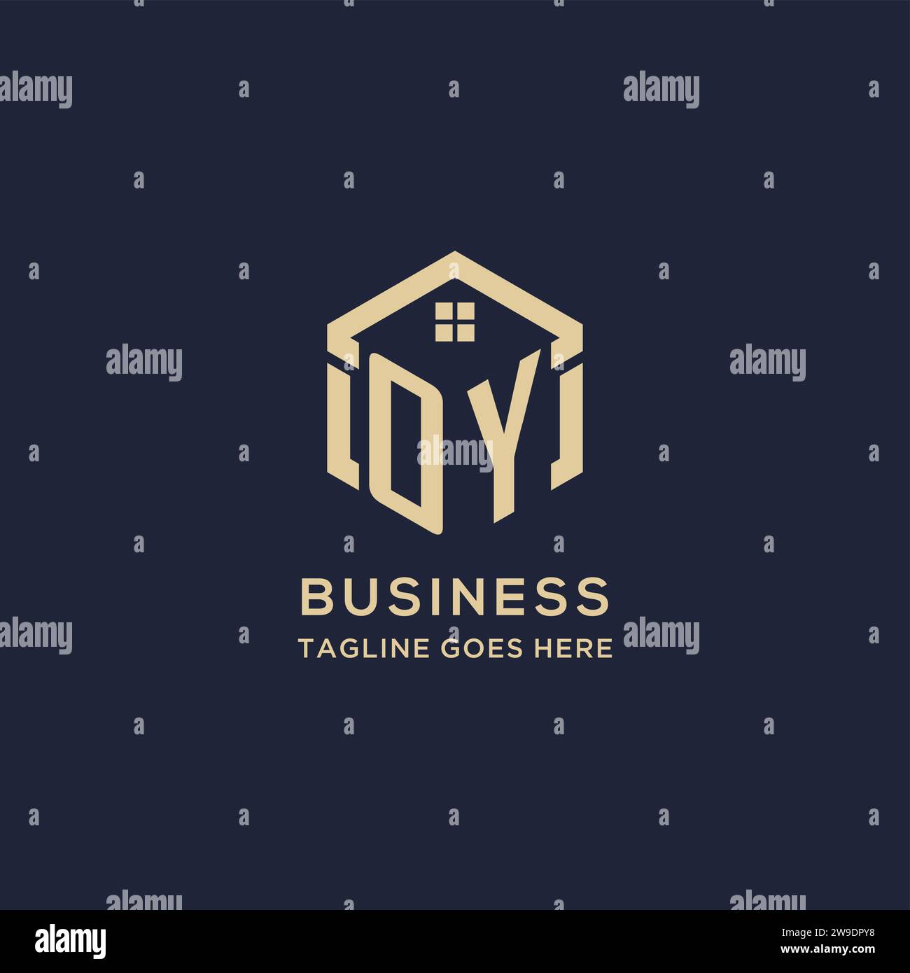 Initials OY logo with abstract home roof hexagon shape, simple and ...