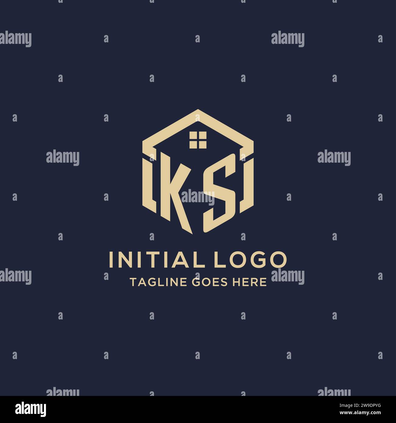 Initials KS logo with abstract home roof hexagon shape, simple and ...