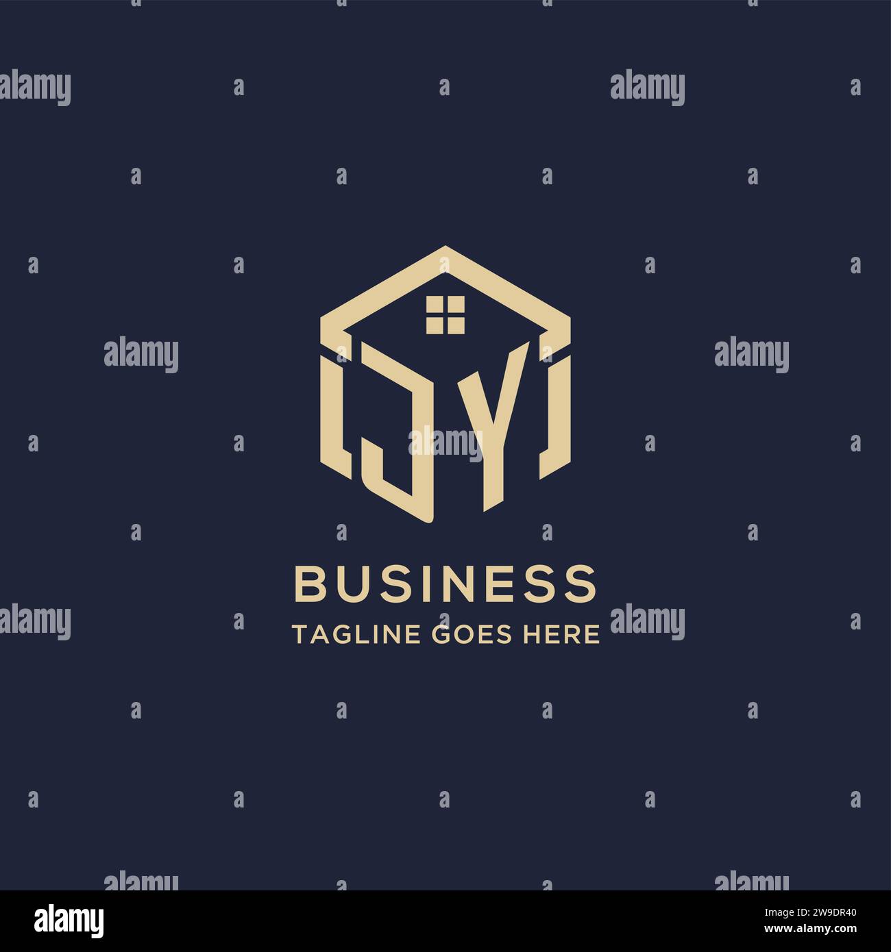 Initials JY logo with abstract home roof hexagon shape, simple and ...