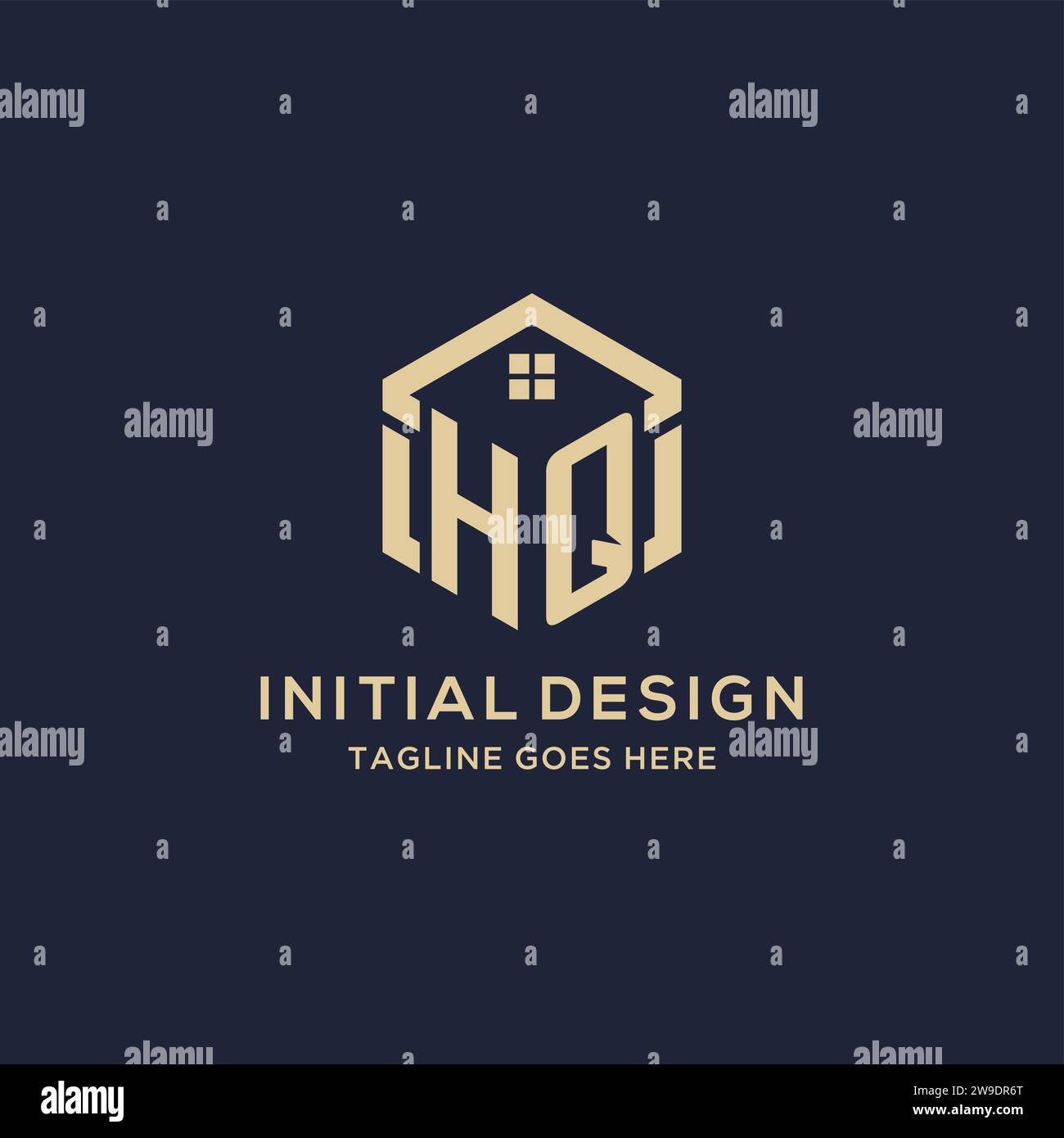 Initials HQ logo with abstract home roof hexagon shape, simple and ...