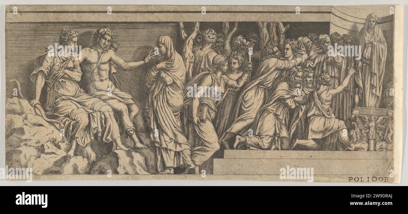 Statue of Niobe and her Worshippers, with Apollo and Diana and other ...