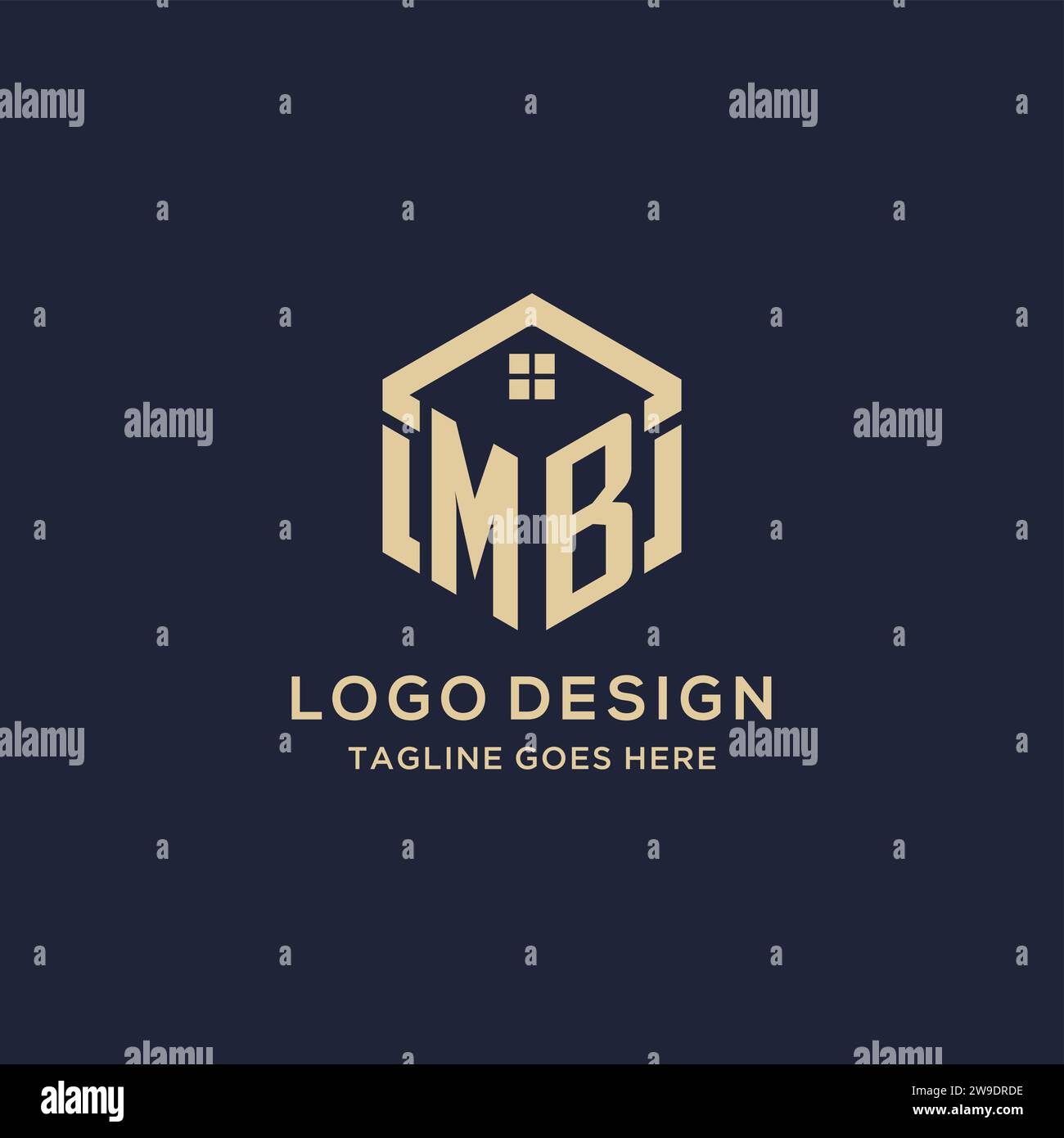 Initials MB logo with abstract home roof hexagon shape, simple and ...