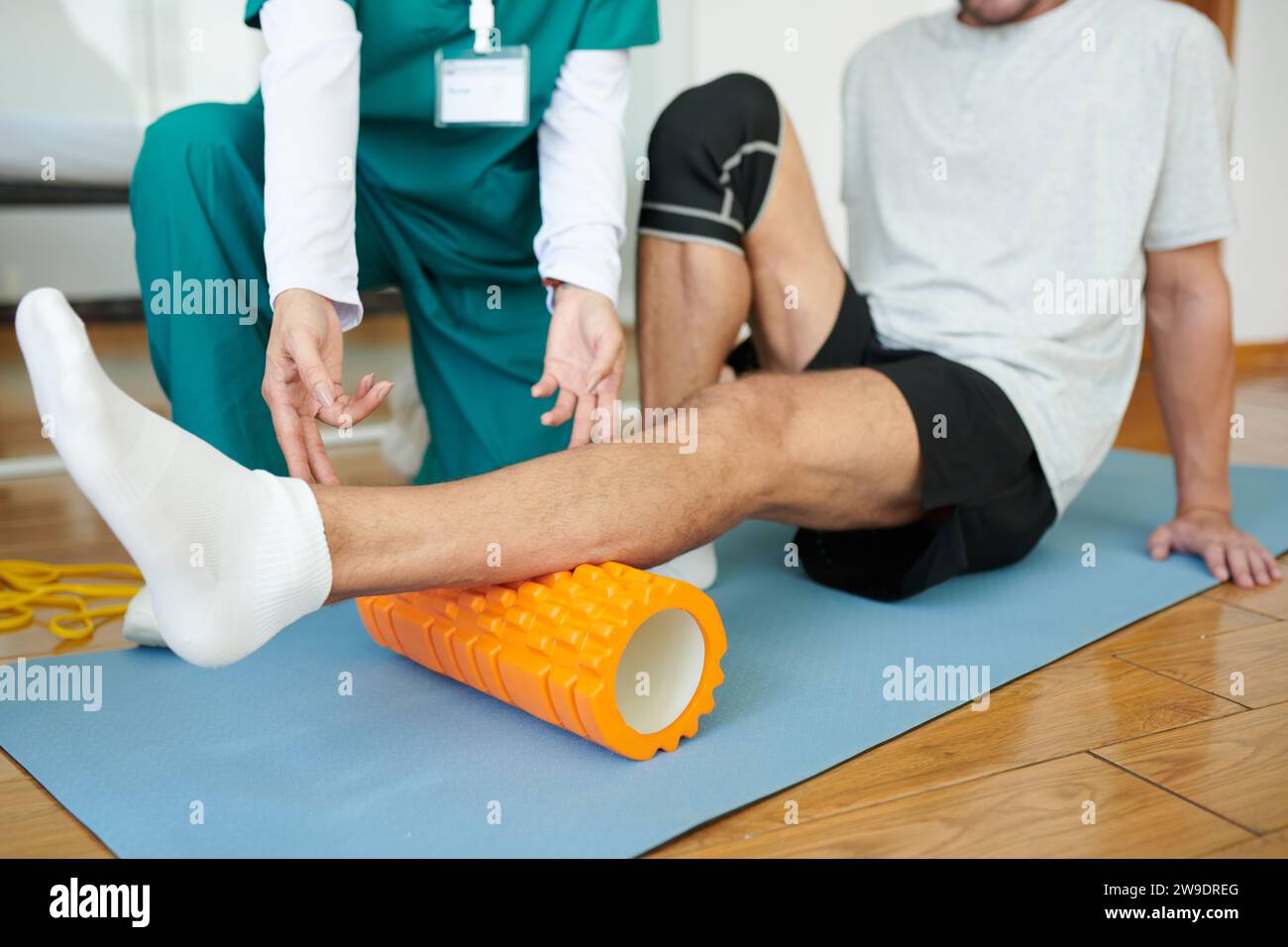 Patient or rehabilitation center using myofascial roll to release ...