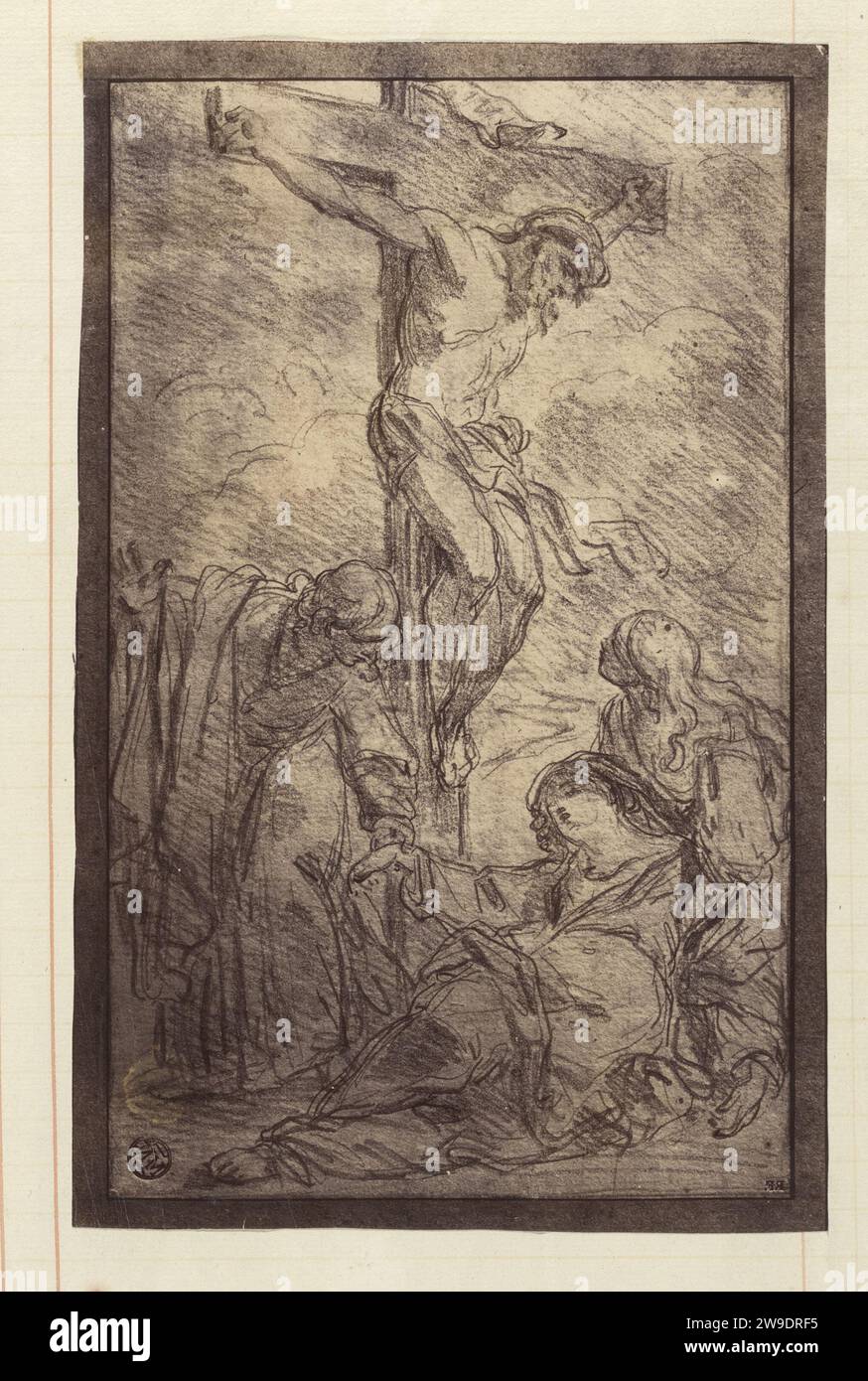 Photo production of (presumably) a drawing presenting Christ on the ...