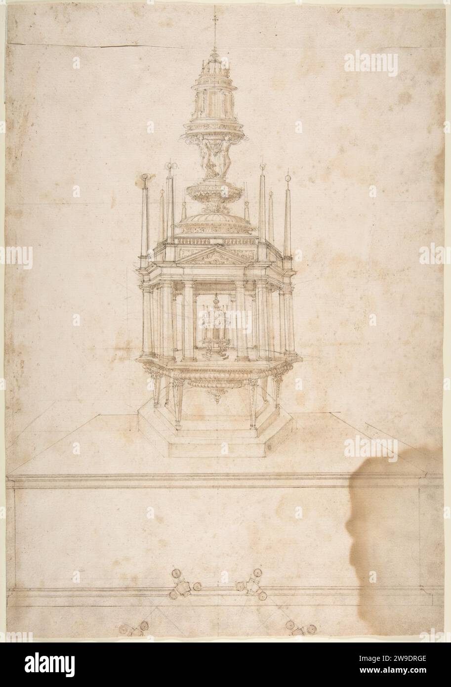 Design for an Polygonal Tabernacle, with Obelisks and a Pediment ...