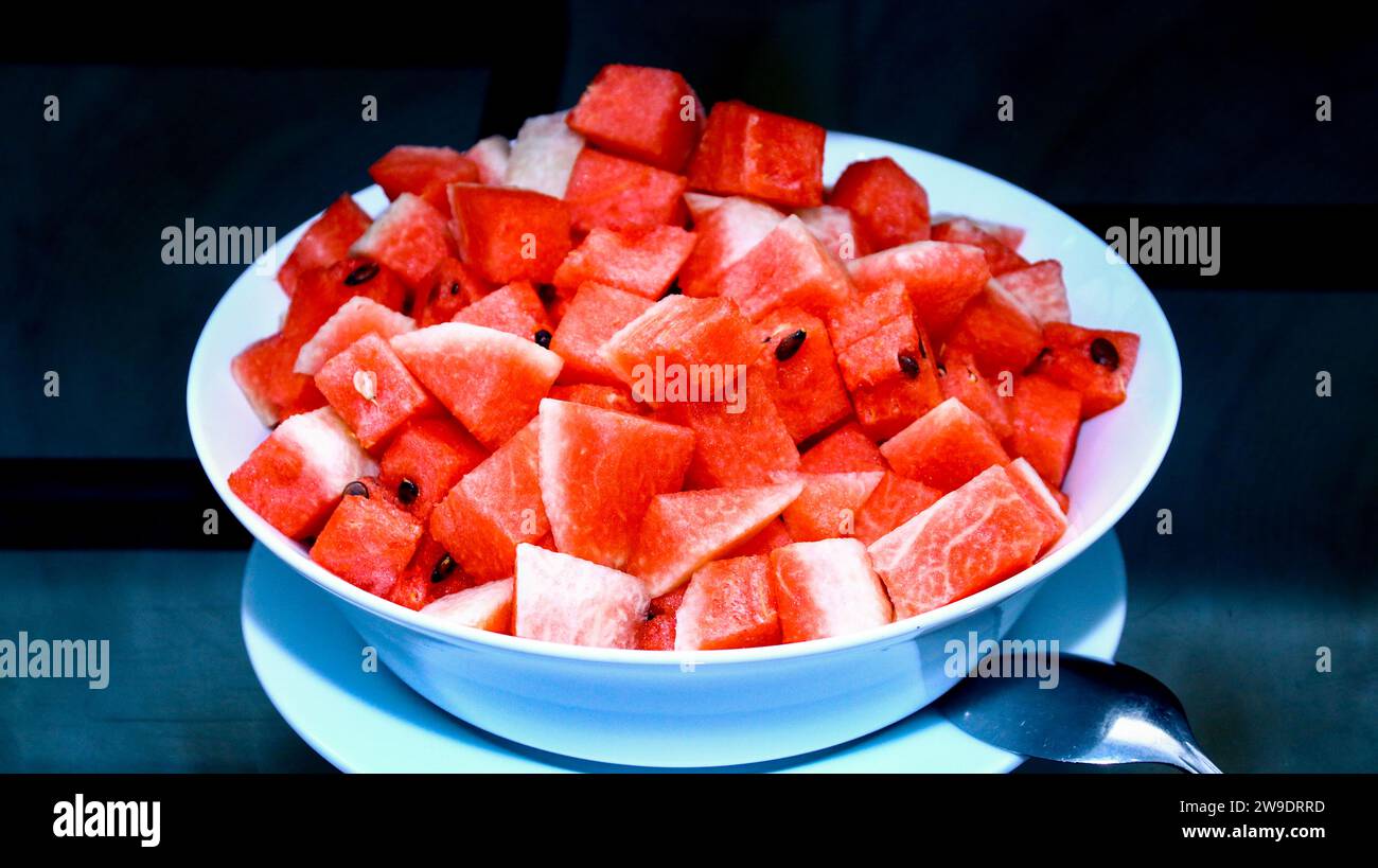 Watermelon pieces in white hi-res stock photography and images - Alamy