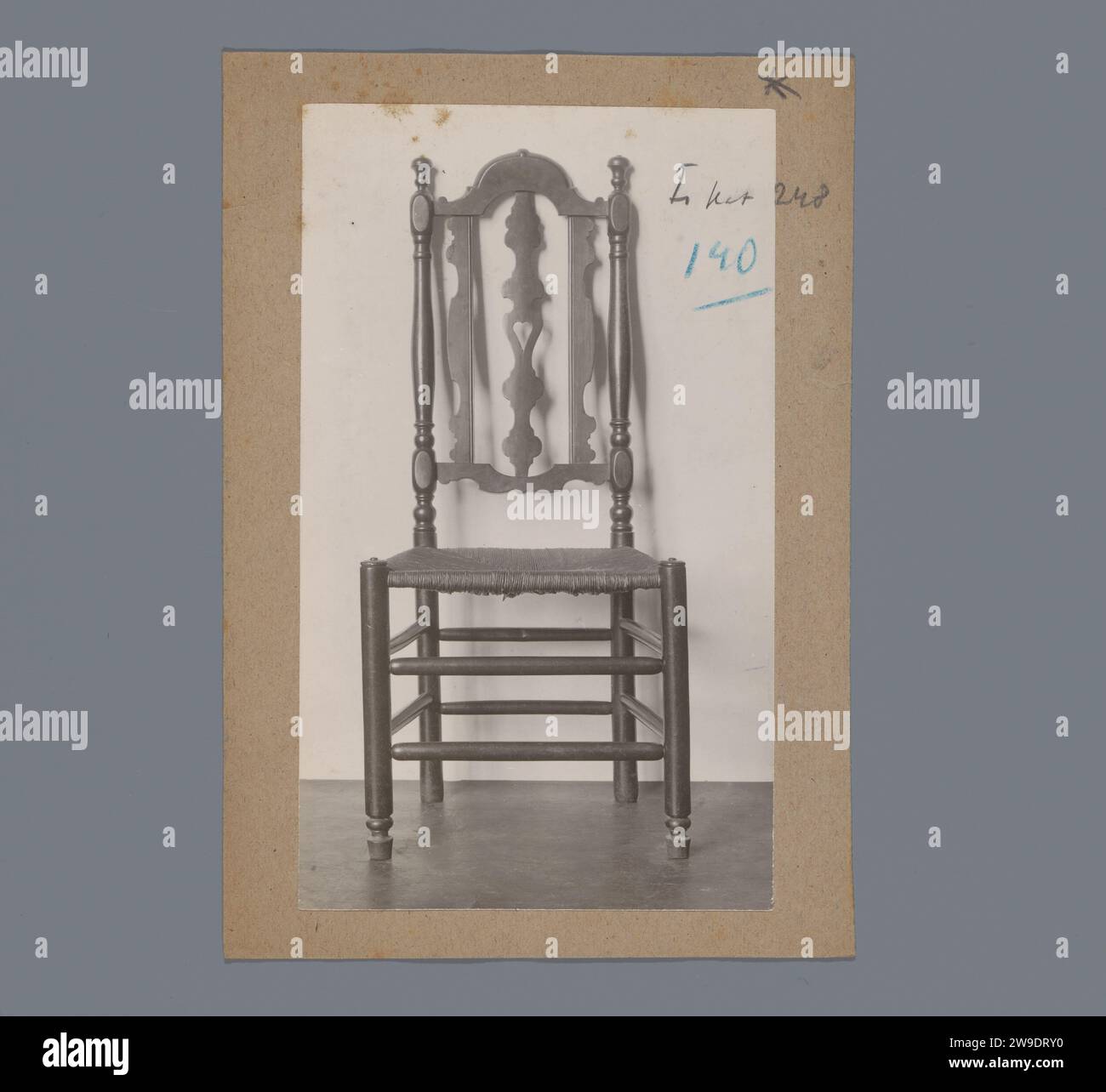 Chair with an openwork back and a thatched seat, c. 1875 - c. 1900 ...