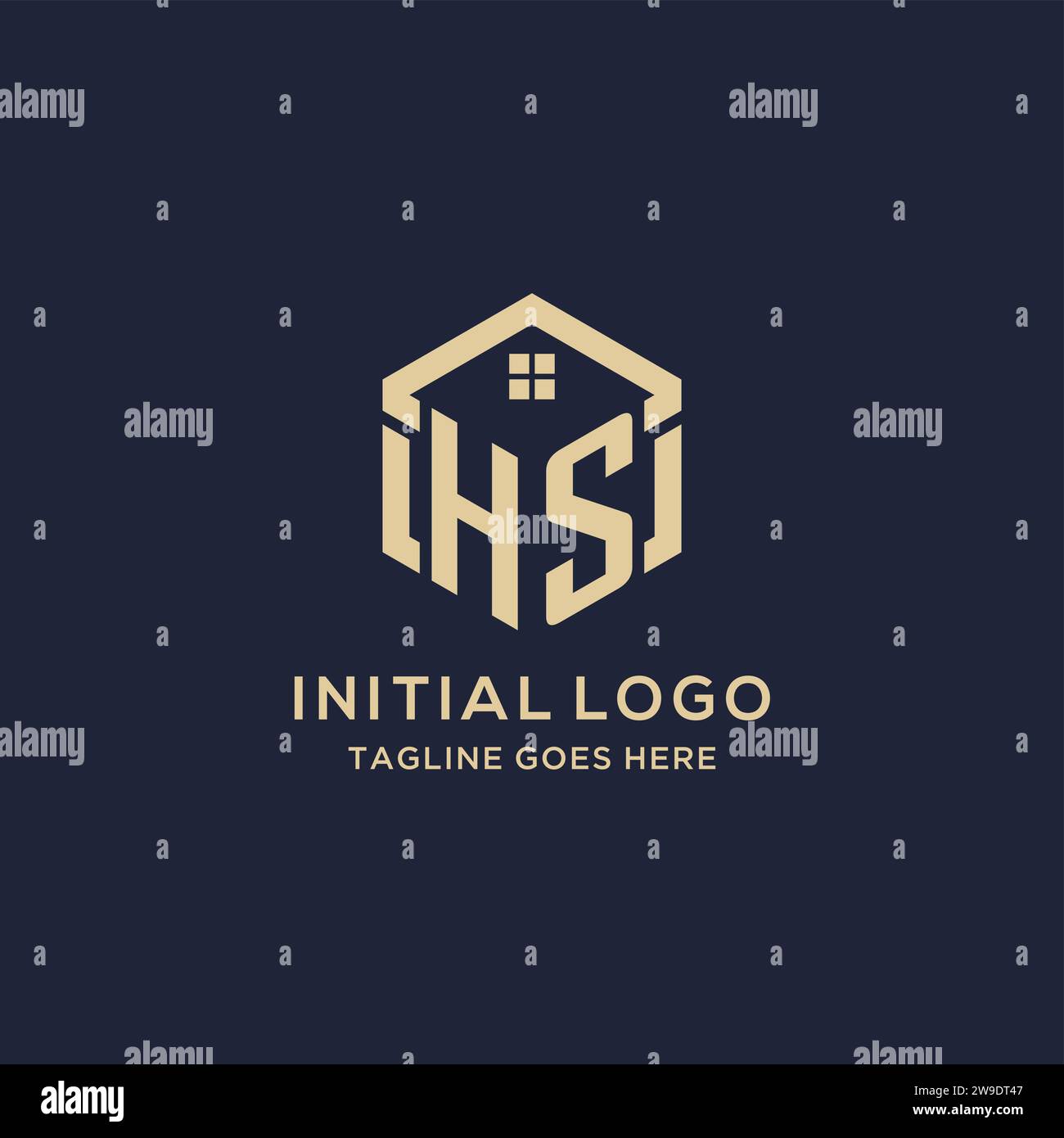 Initials HS logo with abstract home roof hexagon shape, simple and ...