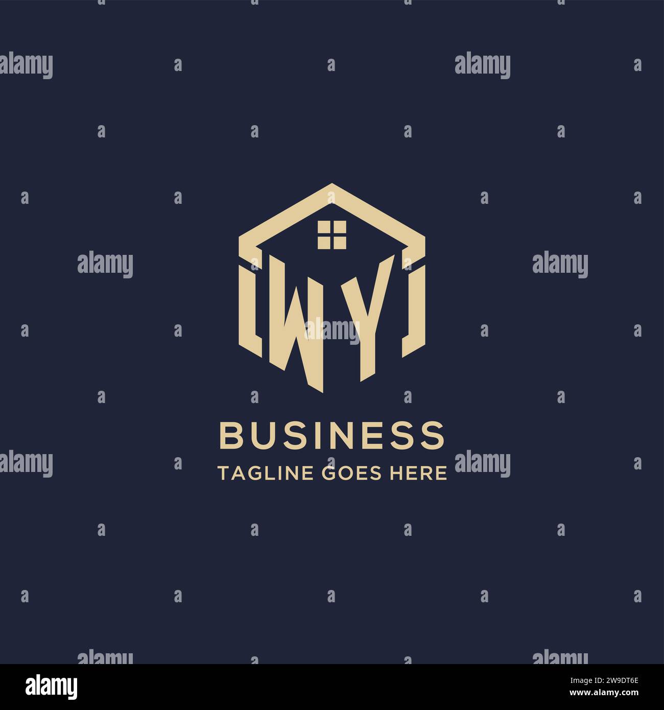 Initials WY logo with abstract home roof hexagon shape, simple and ...