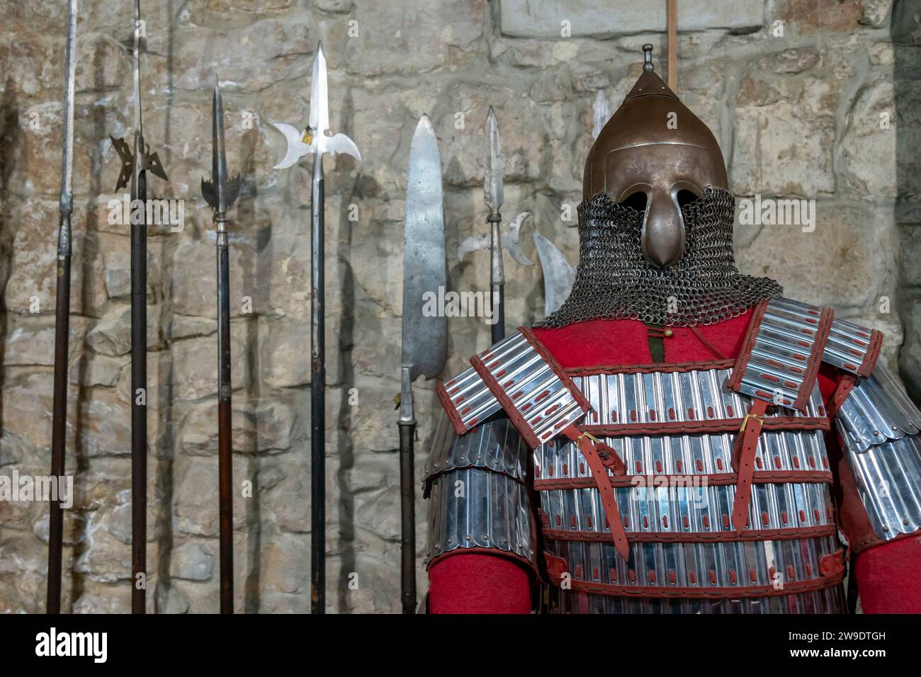 Gallery of knight's armor. Knight's iron armor in the museum Stock ...