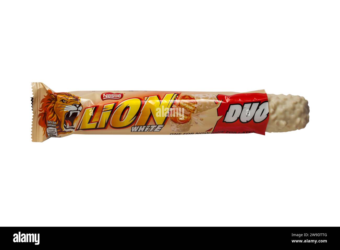 Nestle Lion white chocolate bar duo pack opened to show contents ...