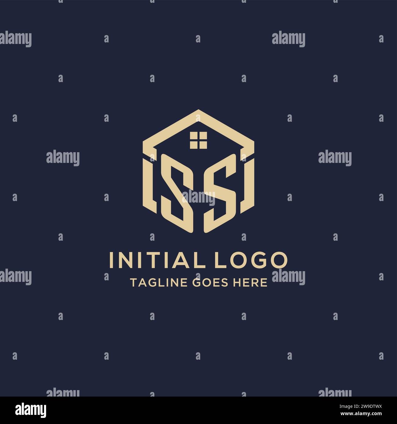 Initials SS logo with abstract home roof hexagon shape, simple and ...