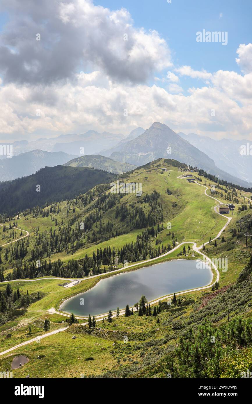 Vertical Landscape of Beautiful Hilly View in Austria. European Alpine ...