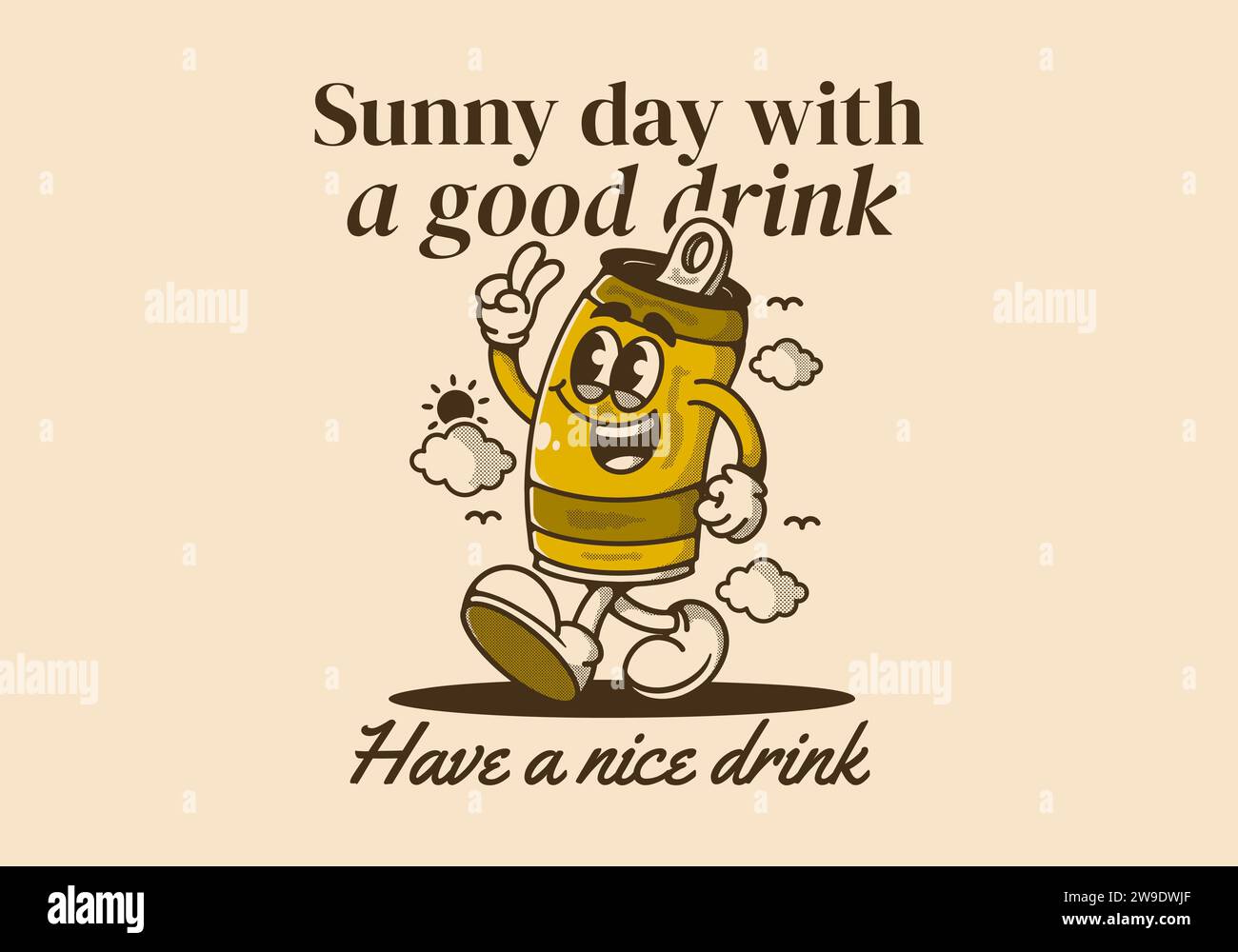 Have a nice drink. sunny day with a good drink. Mascot character ...