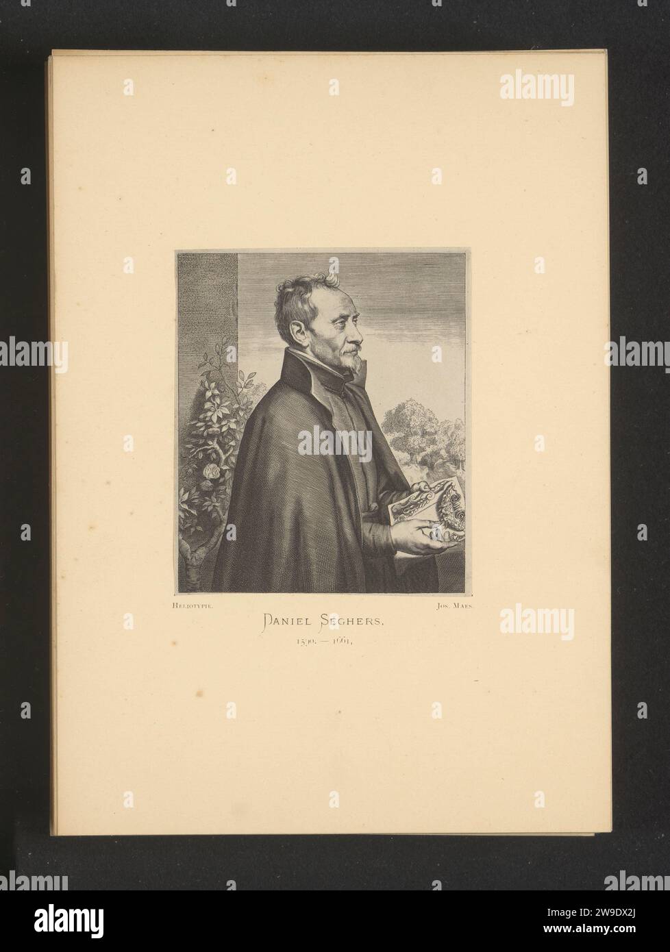 Reproduction of a engraving of a portrait of Daniël Seghers by Paulus ...