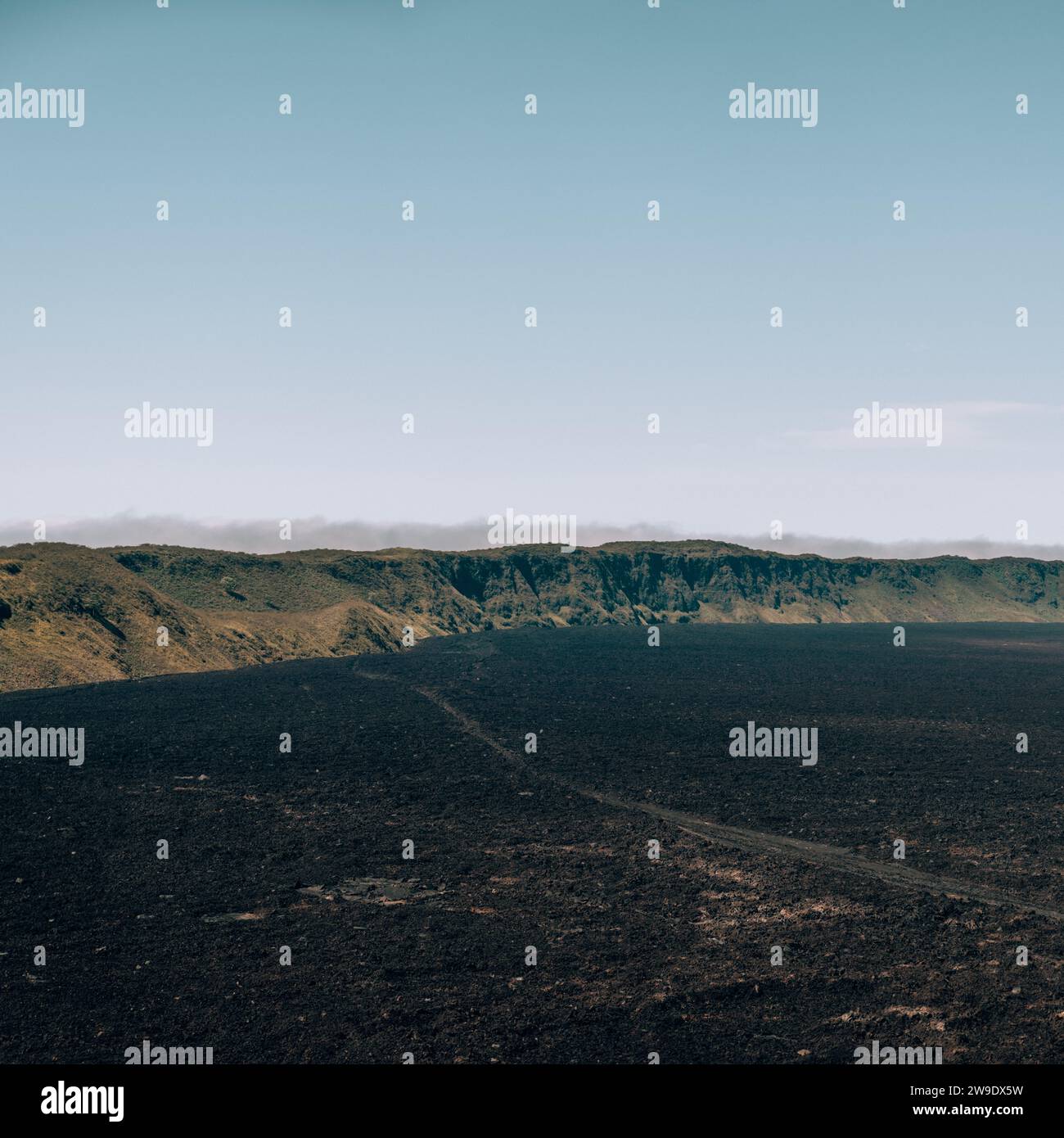 Expansive view of the volcanic landscape from Volcano Chico, Isla ...