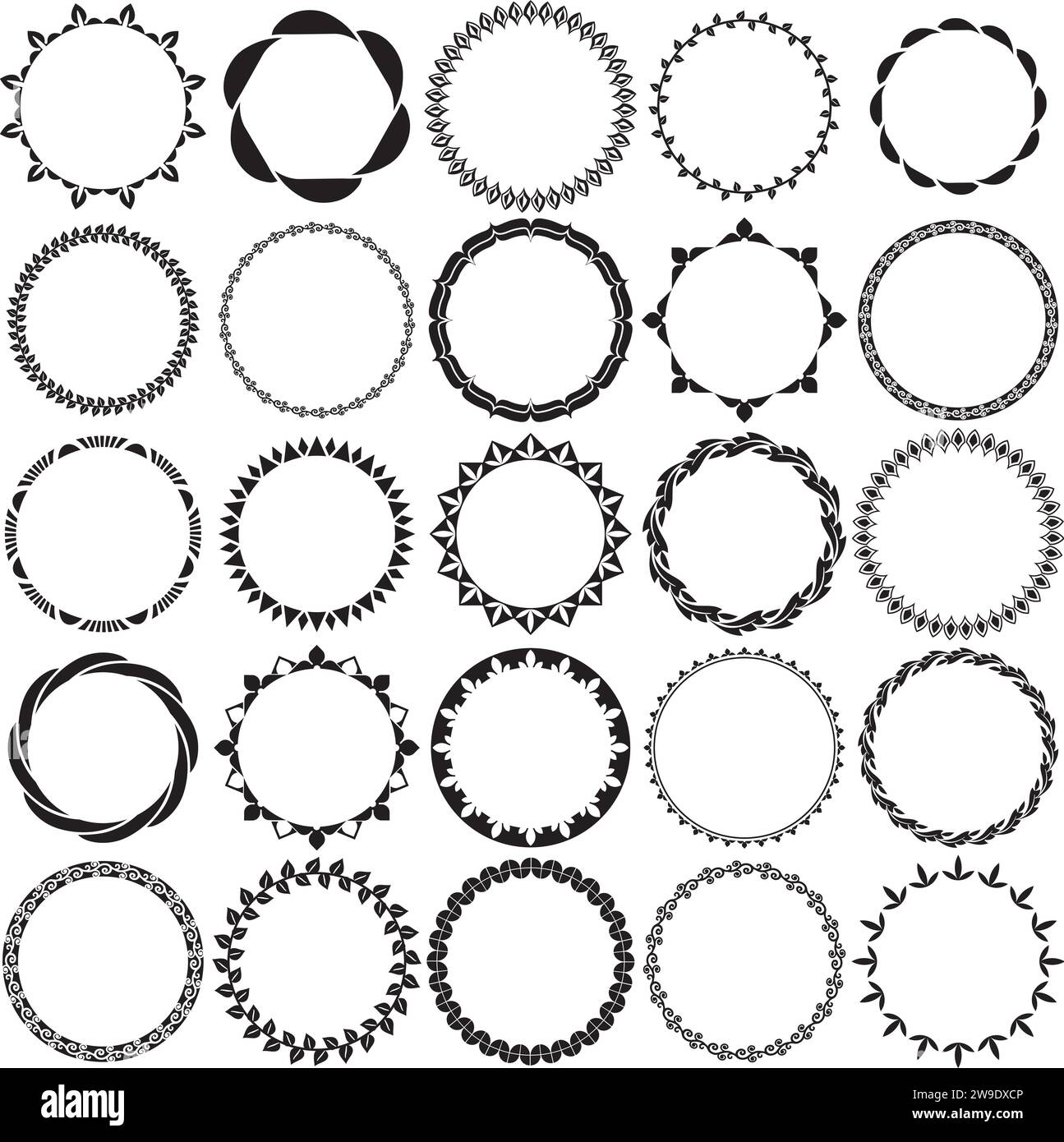 Collection of leaf border frames. Ideal for decorative vintage label ...
