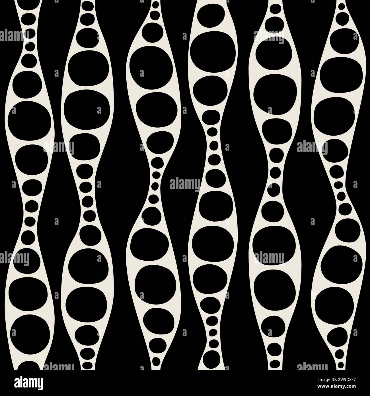 Seamless geometric pattern. Waves and circles in black and white ...