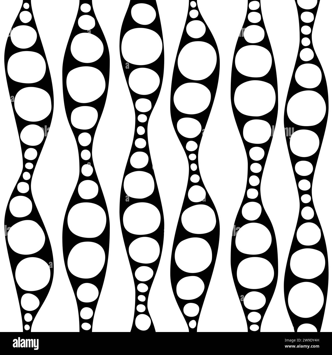 Seamless geometric pattern. Waves and circles in black and white ...