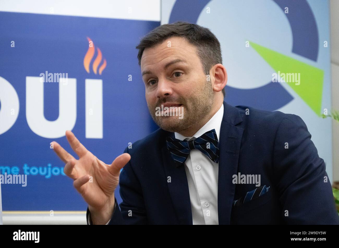 Quebec, Canada. 09th Nov, 2023. Parti Quebecois Leader Paul St-Pierre ...