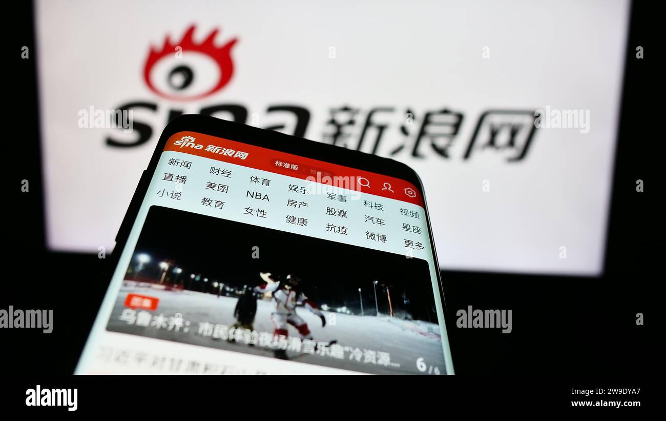 Smartphone with website of Chinese technology company Sina Corporation ...