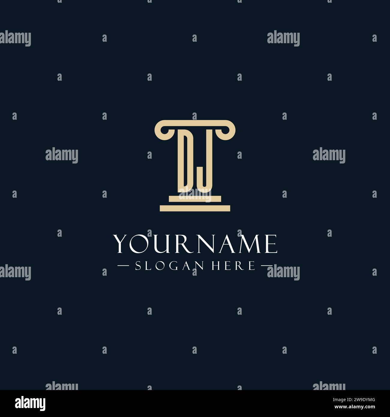 DJ initial monogram logos with pillar shapes style design ideas Stock Vector Image & Art - Alamy