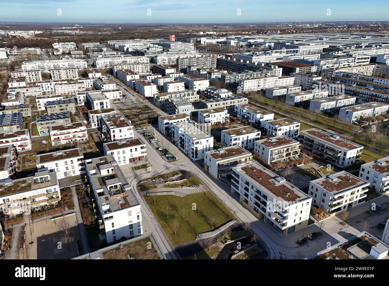 Luftbild Muenchen Stadtteil Messestadt Riem, *** Aerial view Munich ...
